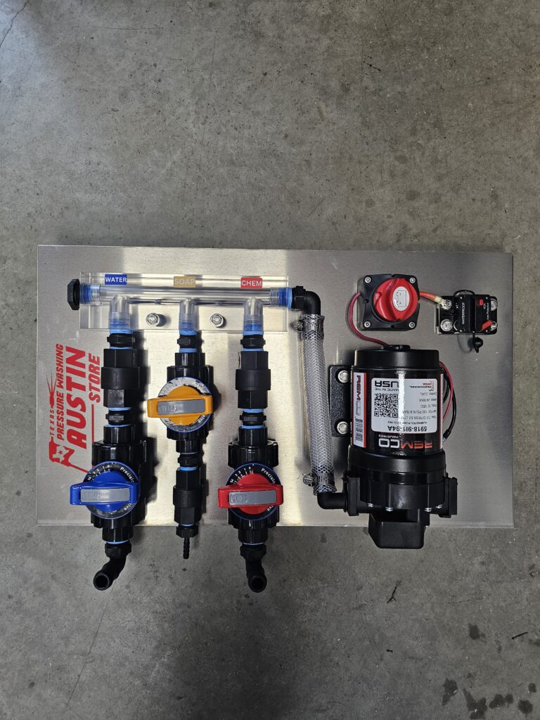 3/4″ Clear Manifold with 12V Pump Mounted - Texas Pressure Washing ...